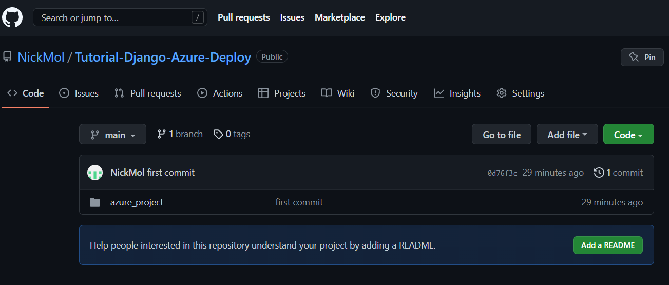 Deploy Django App On Azure 1 Pushing Source Code To Github With Git 